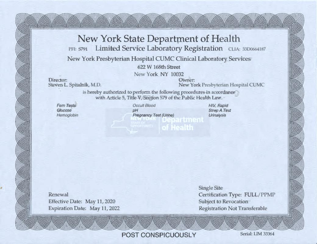 Laboratory Permits and Accreditations | Pathology