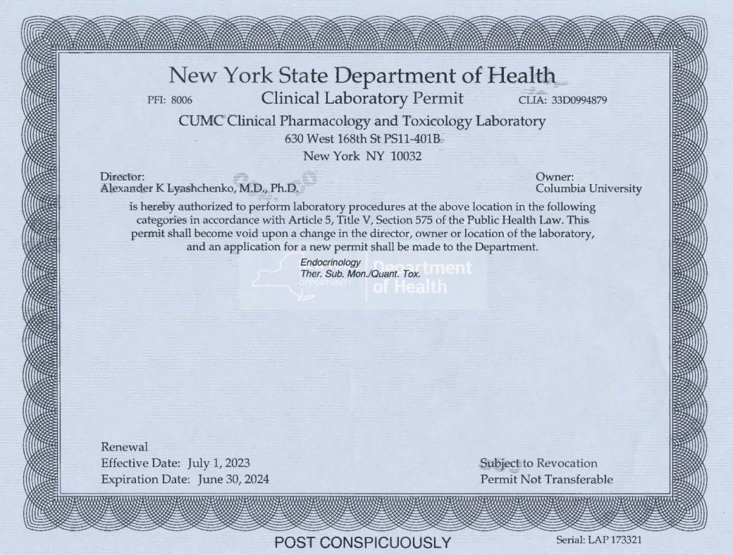Laboratory Permits and Accreditations | Pathology