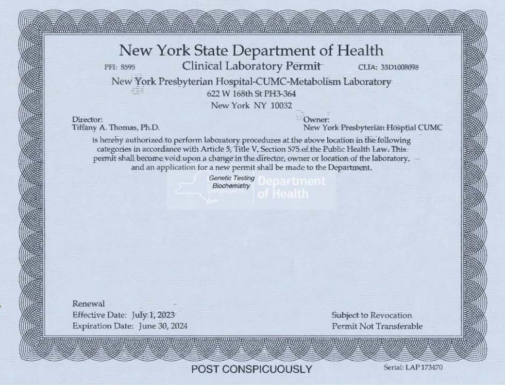 Laboratory Permits and Accreditations | Pathology