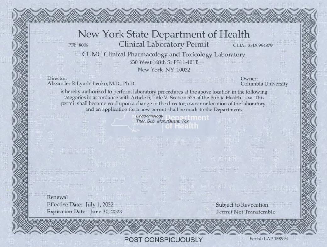 Laboratory Permits and Accreditations | Pathology