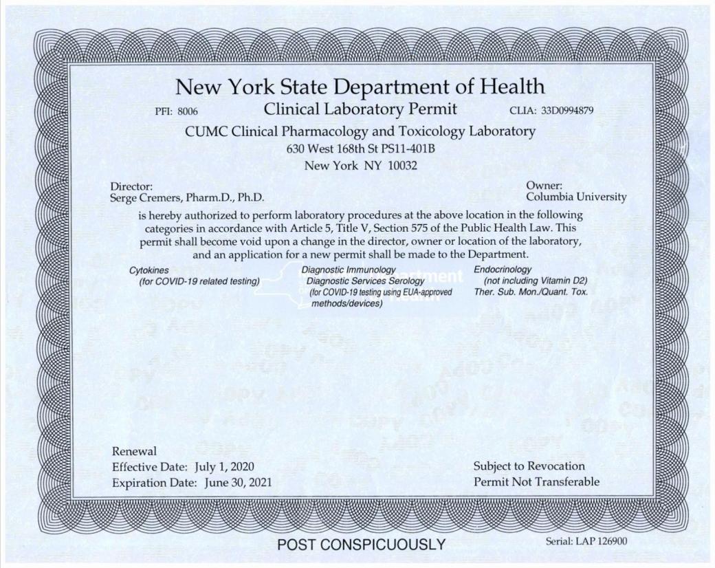 Laboratory Permits and Accreditations | Pathology