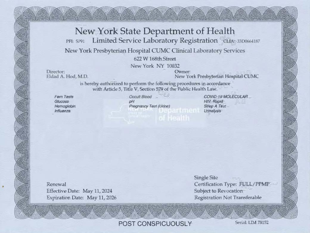 Laboratory Permits and Accreditations | Pathology