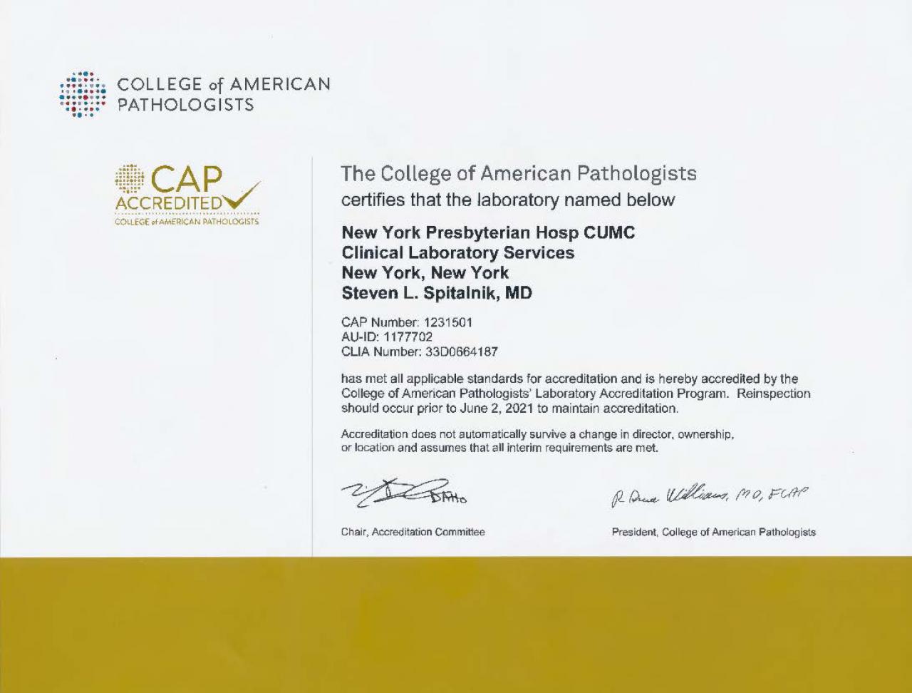 Laboratory Permits and Accreditations | Pathology