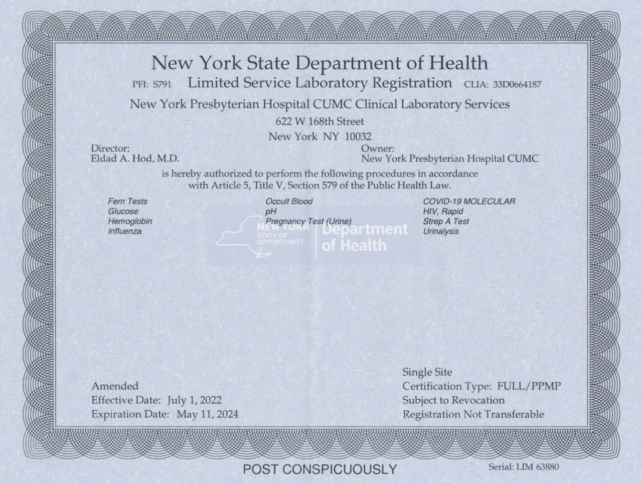 Laboratory Permits and Accreditations | Pathology
