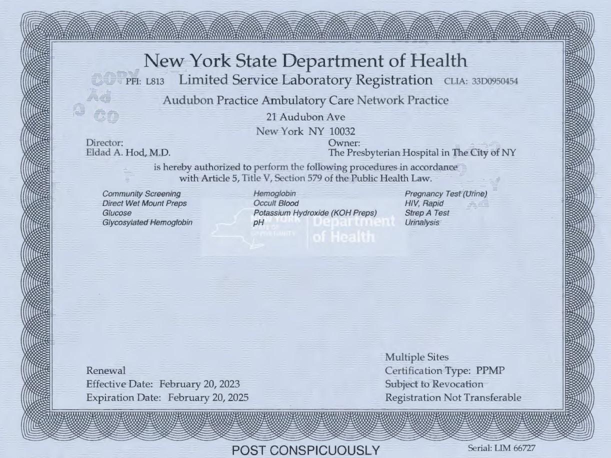 Laboratory Permits and Accreditations | Pathology