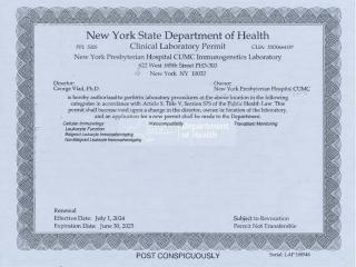Laboratory Permits and Accreditations | Pathology