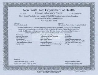 Laboratory Permits and Accreditations | Pathology