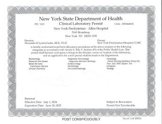 Laboratory Permits and Accreditations | Pathology