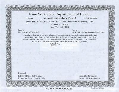 Laboratory Permits and Accreditations | Pathology