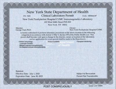 Laboratory Permits and Accreditations | Pathology