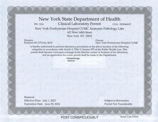 Laboratory Permits and Accreditations | Pathology