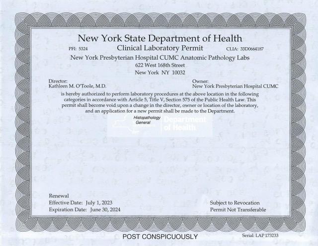 Laboratory Permits and Accreditations | Pathology
