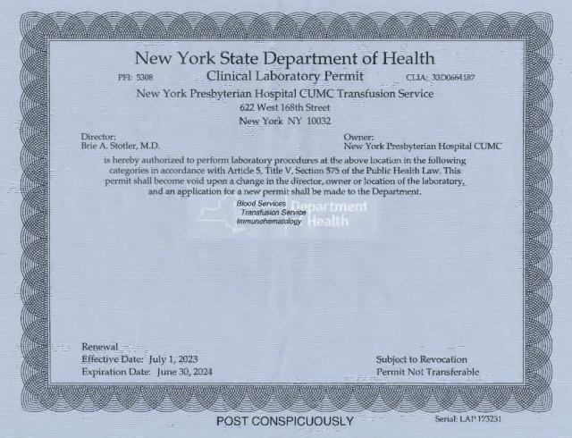Laboratory Permits and Accreditations | Pathology