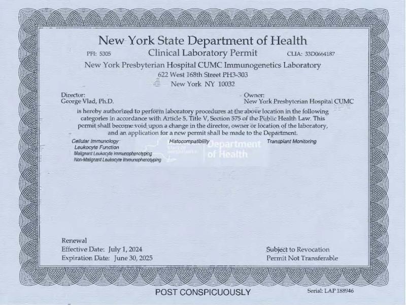 Laboratory Permits and Accreditations | Pathology