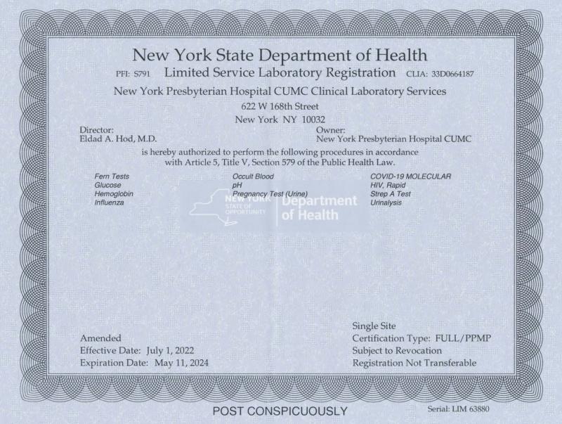 Laboratory Permits and Accreditations | Pathology